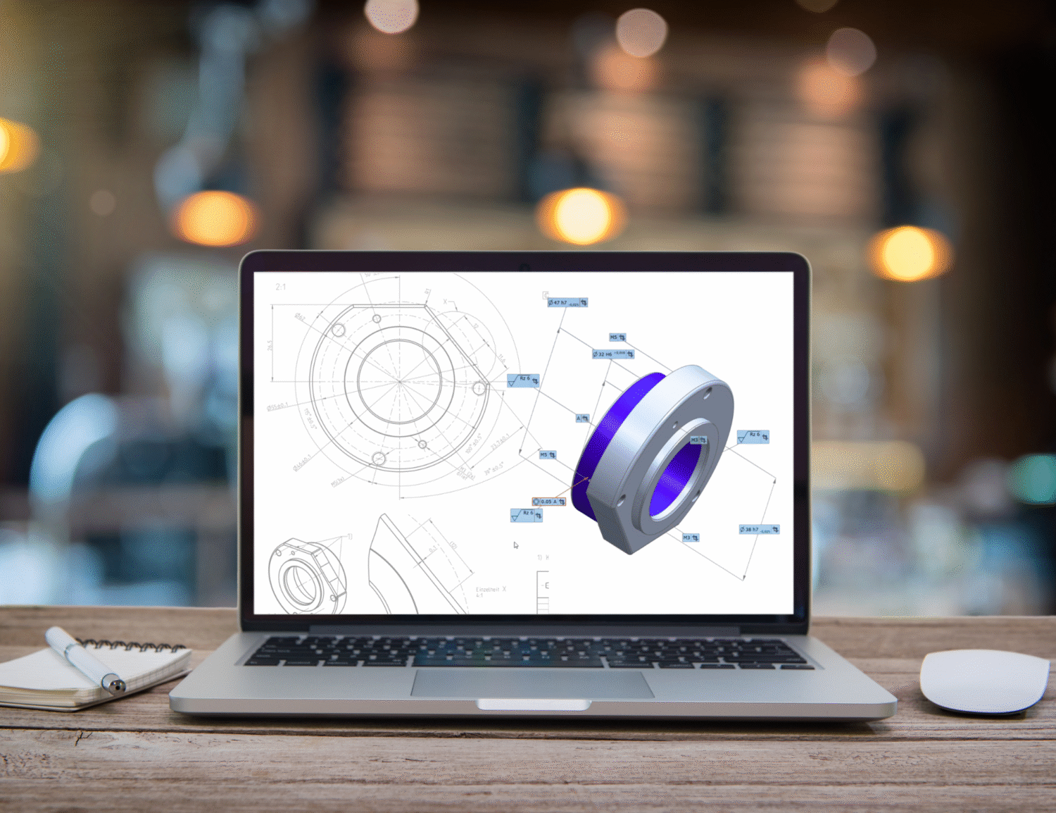 Technische Zeichnung: KI erfasst Merkmale + bringt sie ans 3D Modell